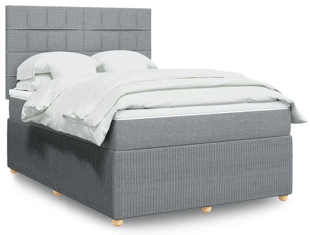 Box spring postel s matrací světle šedá 140 x 190 cm textil 3292051