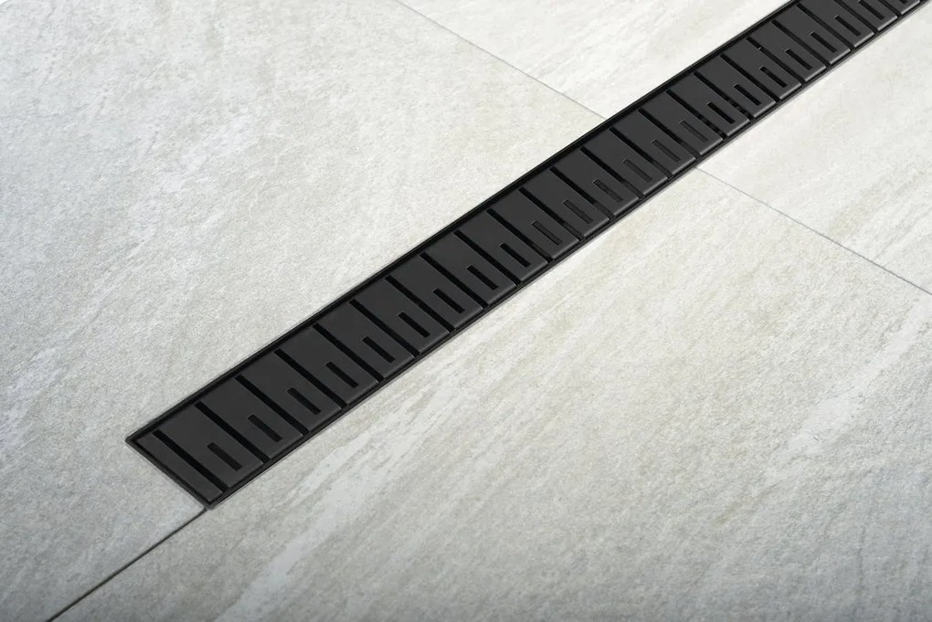 Polysan Sapho, KLAVER BLACK sprchový kanálek s nerezovým roštem, superflow, DN50, 710x122x65 mm