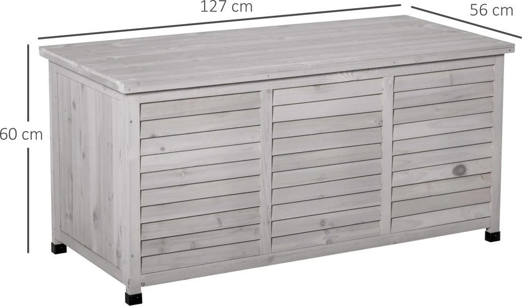 Outsunny zahradní přístřešek na nářadí voděodolný přístřešek z jedlového dřeva odolný velký prostor 127 x 56 x 60 cm šedý