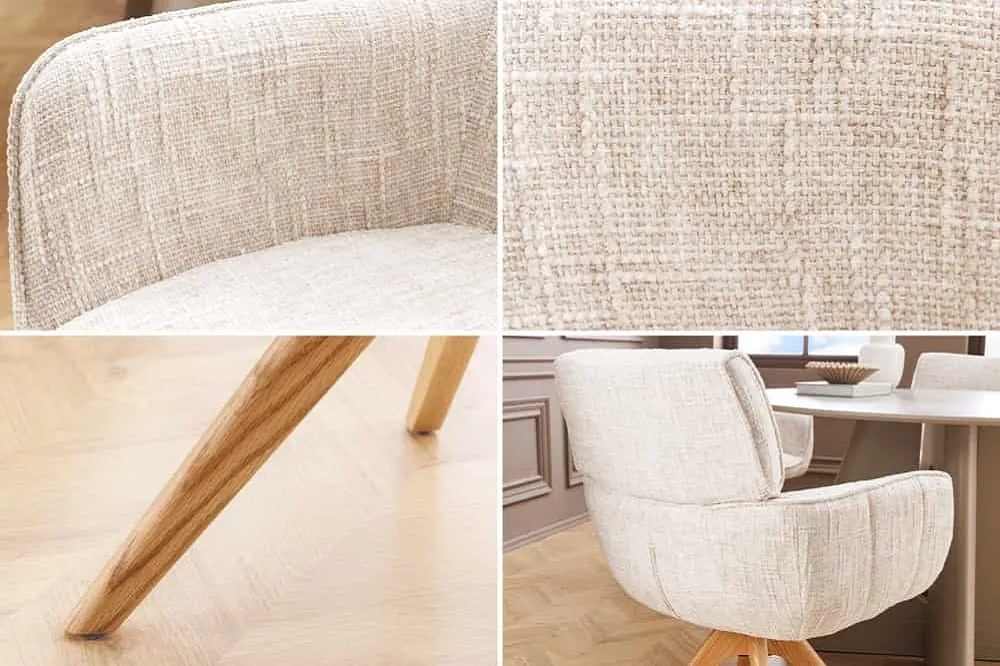 Designová otočná židle Parthenia béžová / dub