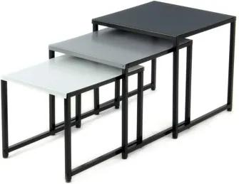 Odkládací stolek South 110 Set 3 ks černá / šedá / bílá