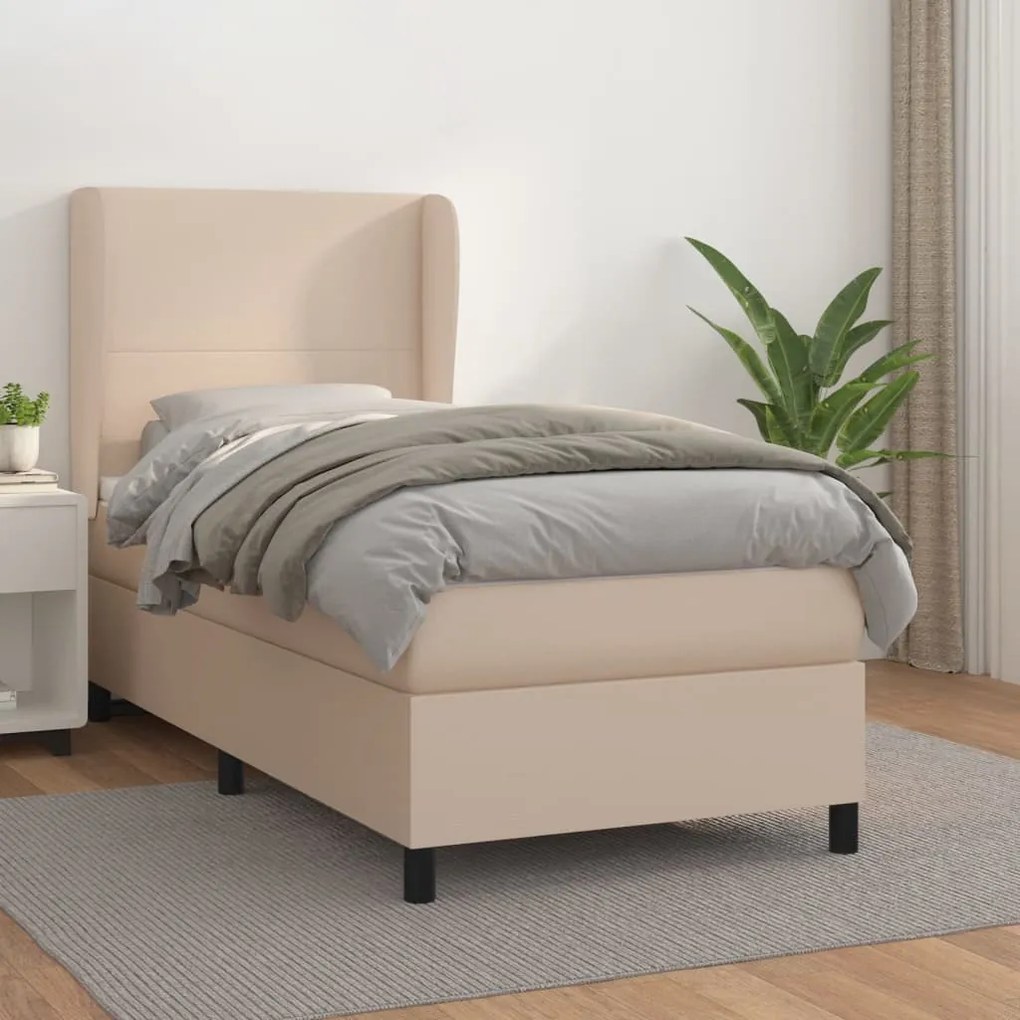 Box spring postel s matrací cappuccino 90x190 cm umělá kůže