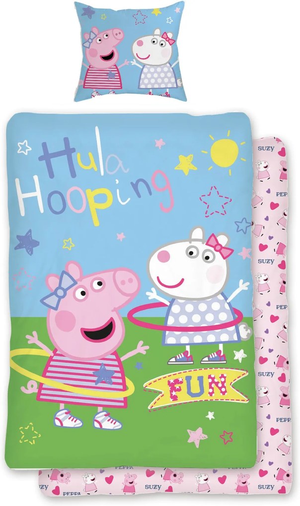 Jerry Fabrics Povlečení Prasátko Peppa s obručí - 140x200, 70x90, 100% bavlna