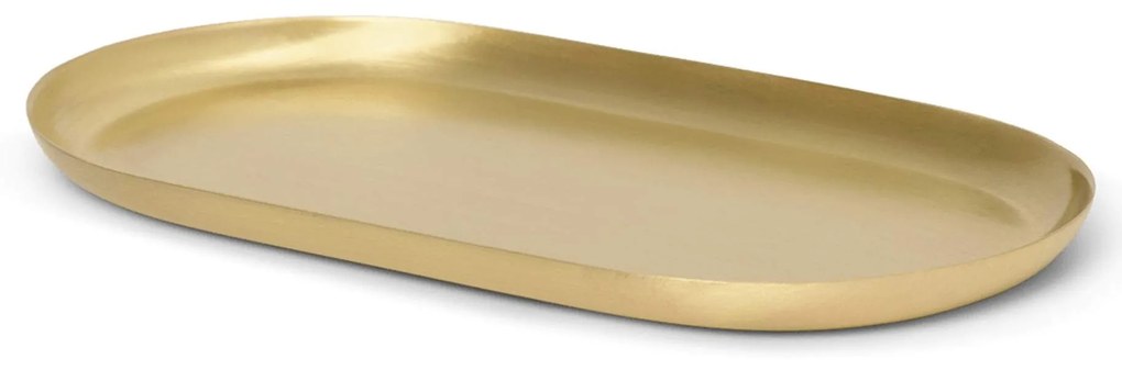 ferm LIVING Kovový tác Basho Brass Oval, zlatá barva, kov