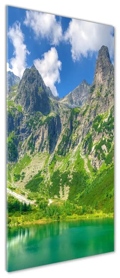 Wallmuralia Foto obraz skleněný svislý Jezero v horách 50x125 cm