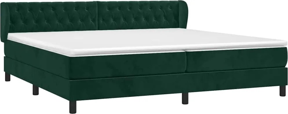 Box spring postel s matrací tmavě zelená 200x200 cm samet 3127694