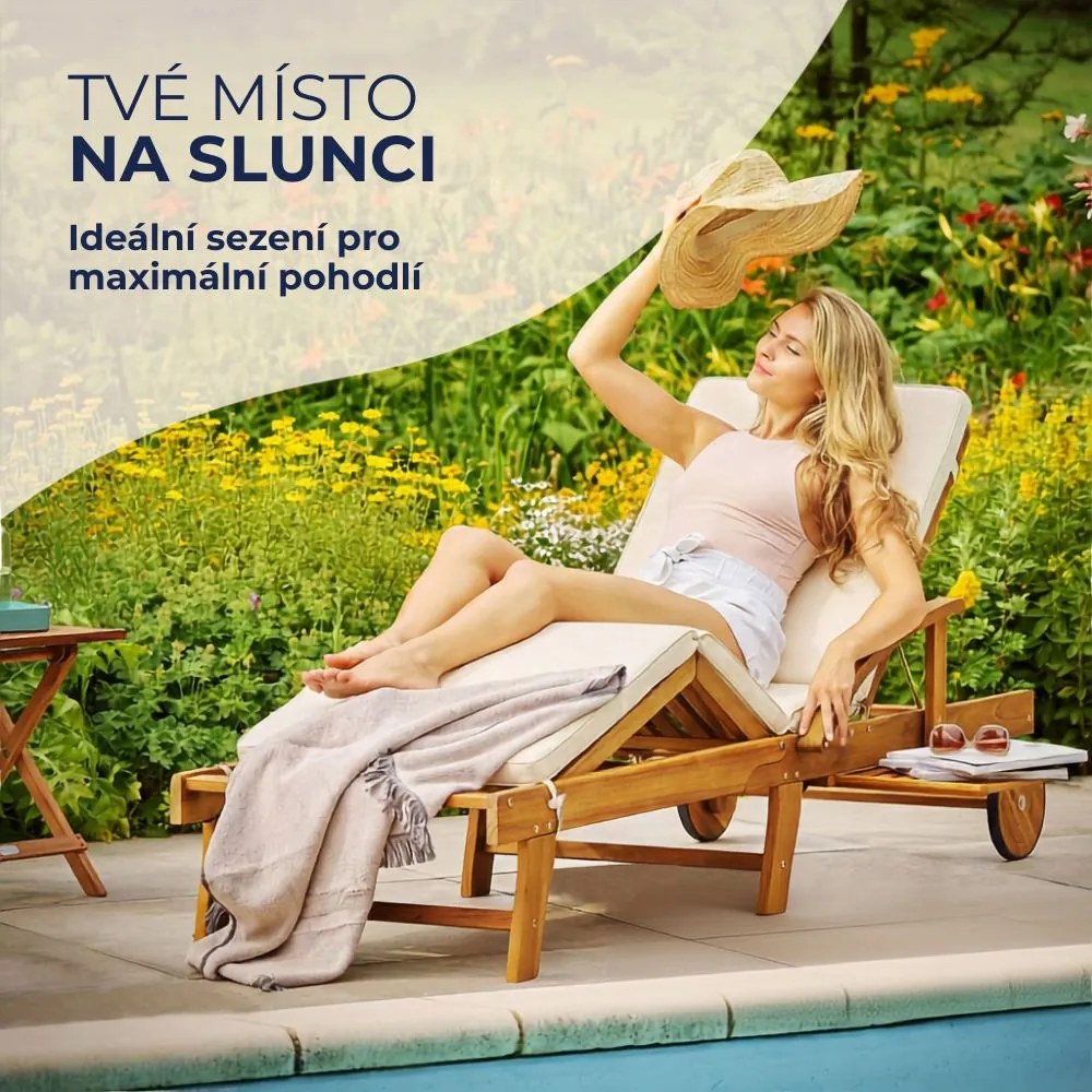 Podložka na lehátko TAMI SUN, 195x55x5cm, béžová Detex