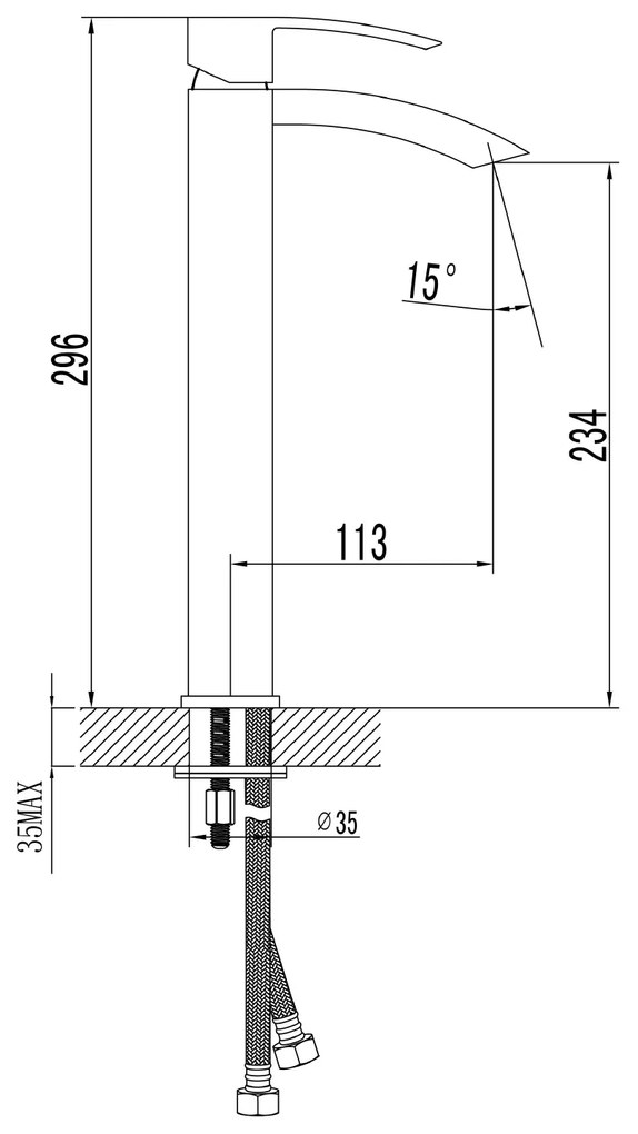 Sapho, GINKO 25 stojánková umyvadlová baterie vysoká bez výpusti, chrom, 1101-04