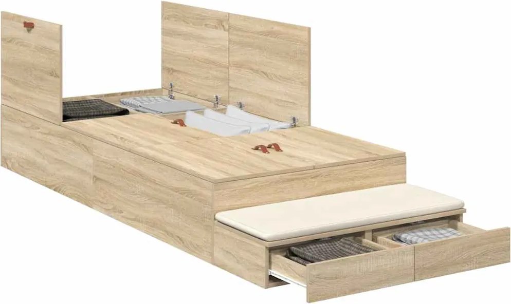 Rám postele s úložným prostorem se zásuvkou Sonoma dub 90 cm 3335607