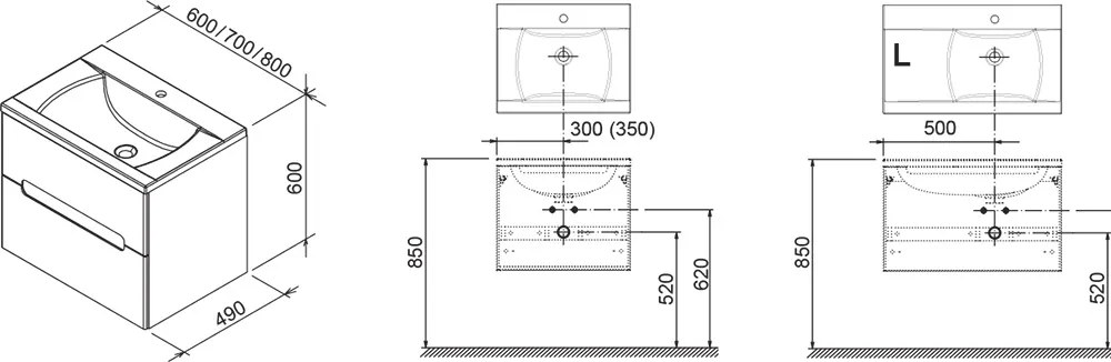 Ravak SD 600 Classic II skřínka pod umyvadlo cappuccino/bílá
 600 x 490 x 600 X000000905