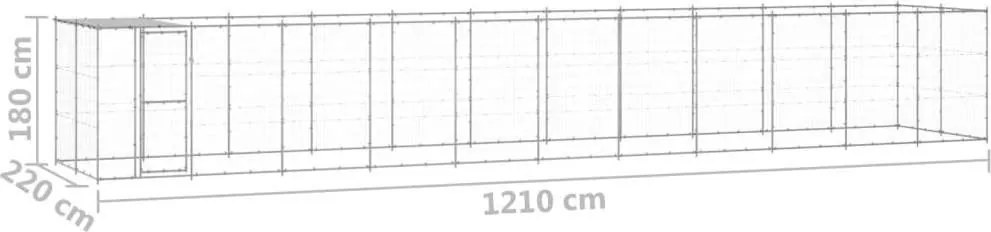 vidaXL Venkovní psí kotec se střechou ocel 26,62 m² [3082307] Barva: Černo-stříbrný