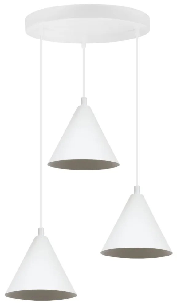 Light Home Závěsné svítidlo Soho, 3x bílé kovové stínítko, (fi 14cm),