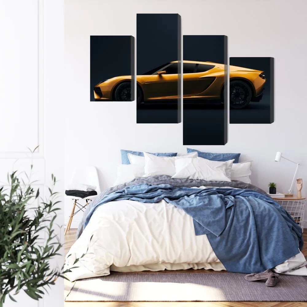 Vícedílný obraz Žluté 3D Sportovní Auto Nedostatek Nedostatek Plátno Canvas 120x75