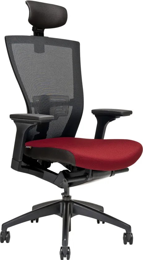 Office Pro Kancelářská židle na kolečkách MERENS SP – s područkami a koženou opěrkou hlavy Modrá BI 204