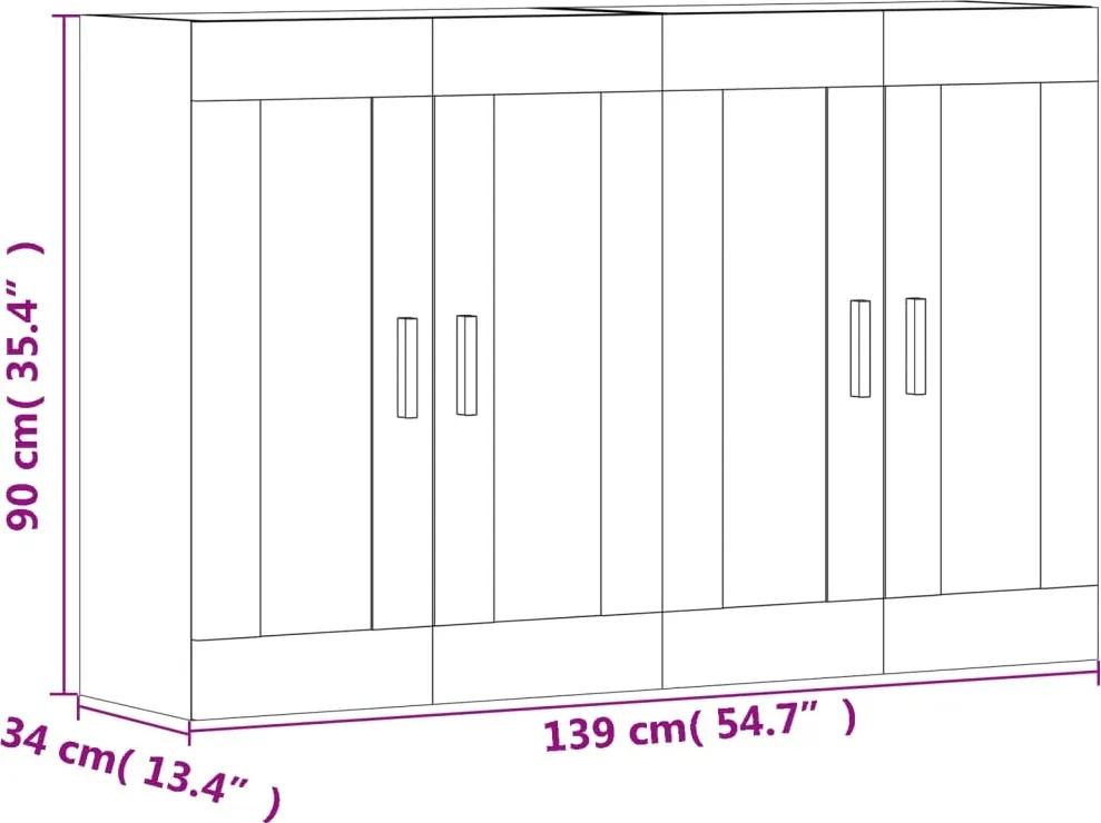 vidaXL Nástěnné skříňky 2 ks kompozitní dřevo [3197901] Barva: bílá s vysokým leskem