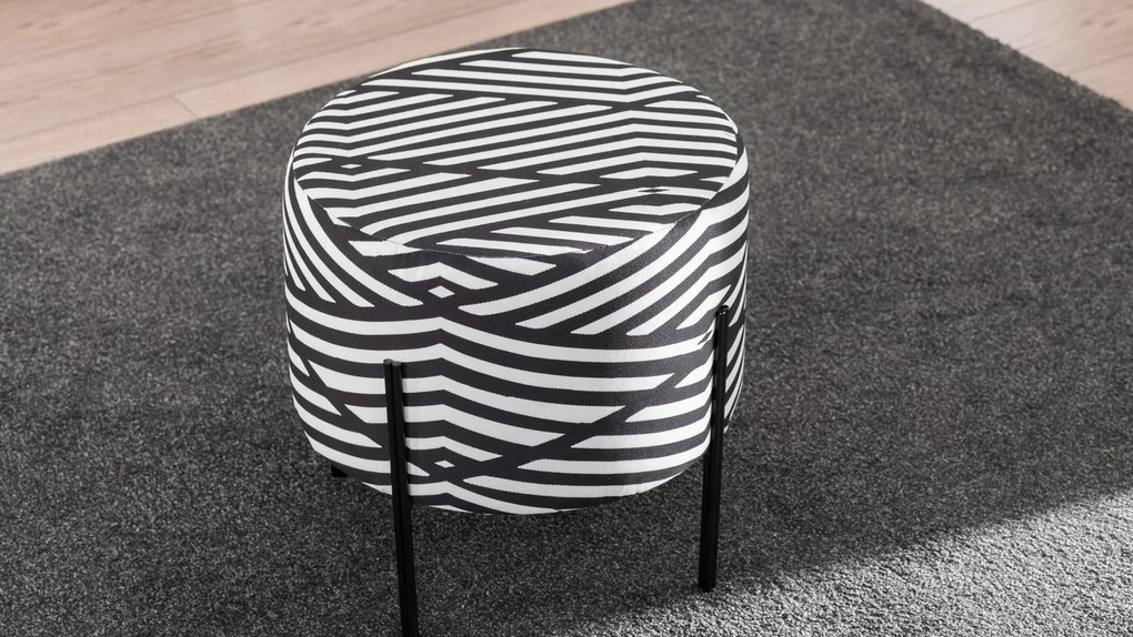 Atelier del Sofa Taburet Flow - Black, White, Černá, Bílá