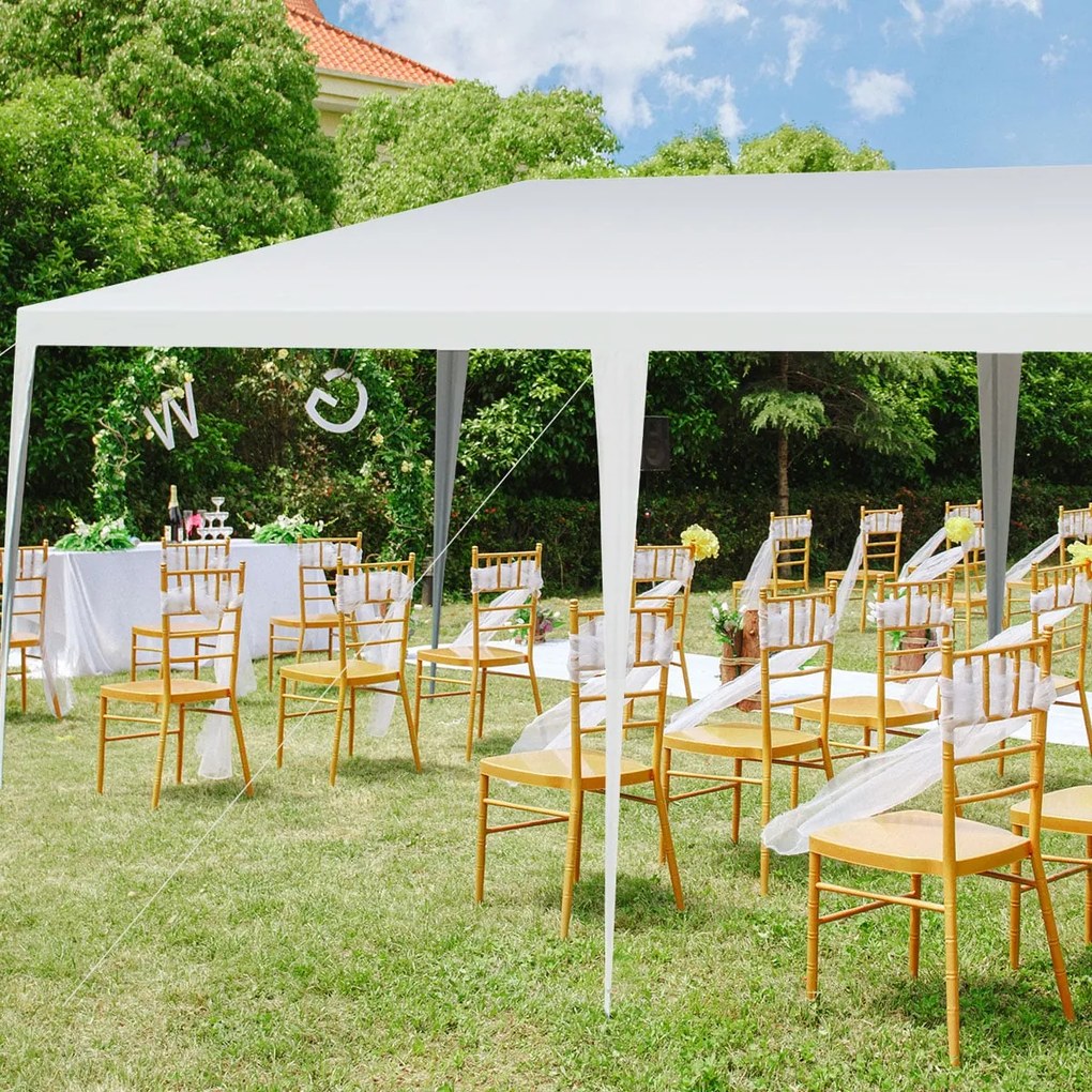 Costway Párty stan 3 m x 6 m Vodotěsný s provazy v bílé barvě, bílý