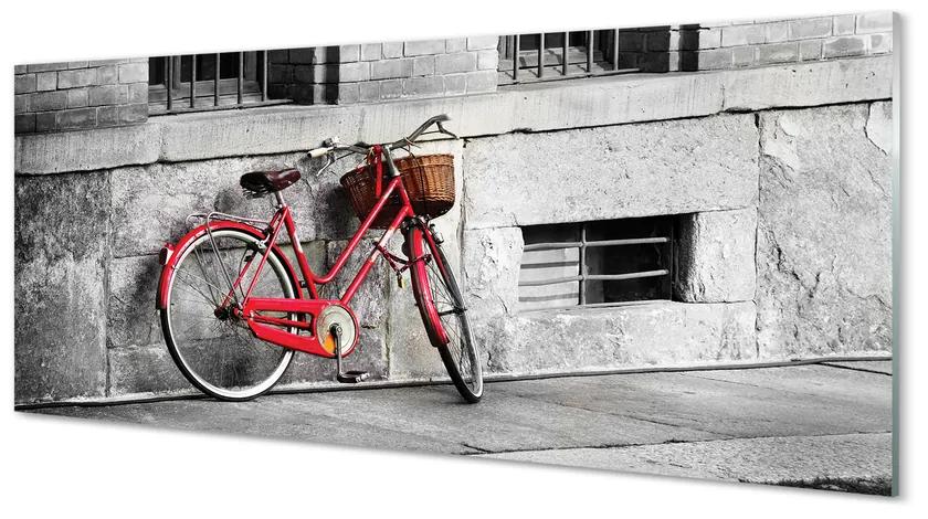 akrylový obraz Červené kolo s košíkem 120x60 cm