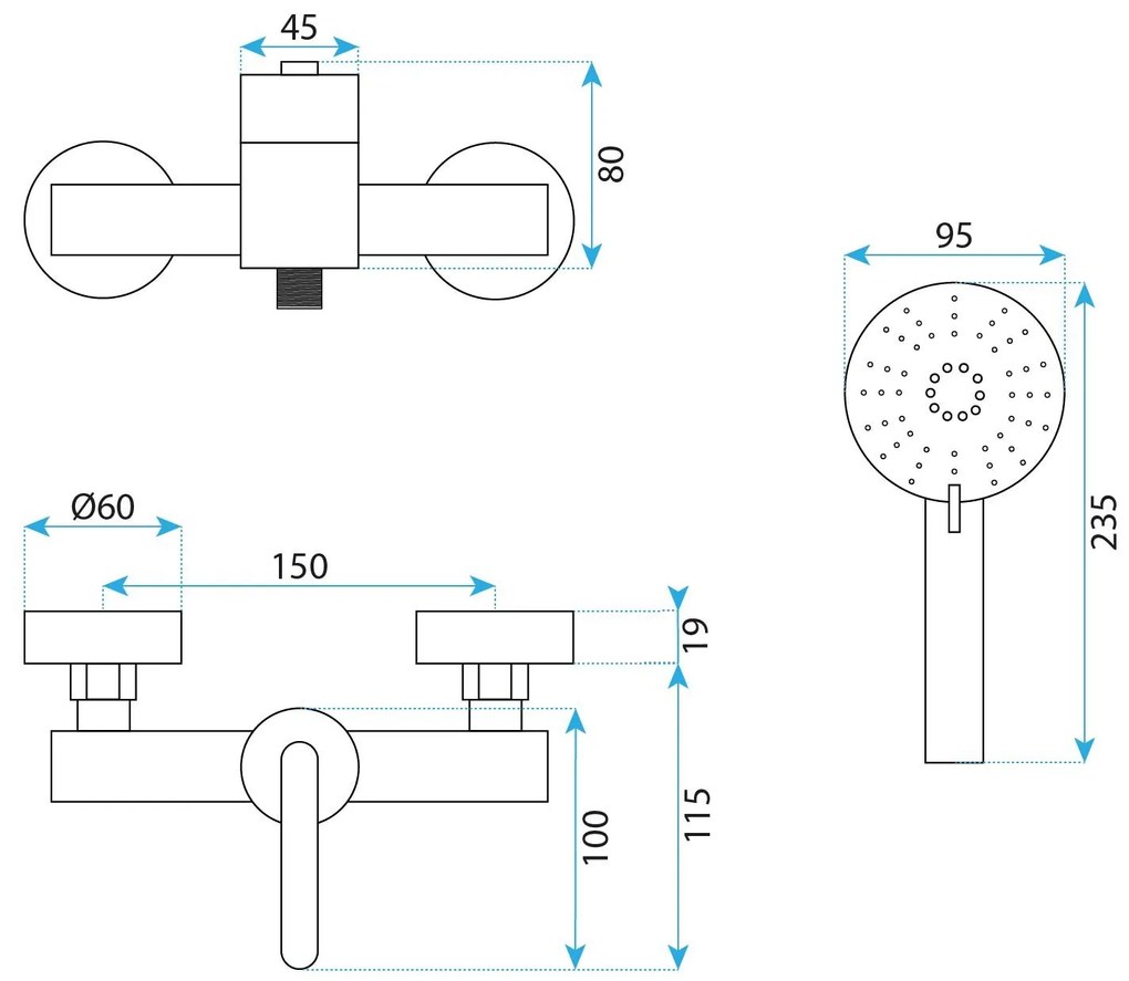 Nástěnná sprchová baterie REA Ontario nikl kartáčovaný