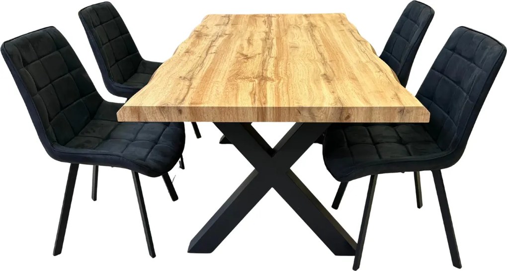 Vikio Jídelní set pro 4 osoby 140x90 cm dub-černá VJS114-41C