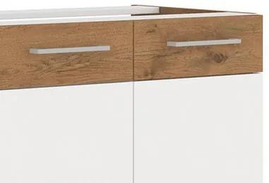 Kuchyňská dřezová skříňka Vigo 80ZL2F, dub lancelot/bílý lesk, šířka 80 cm