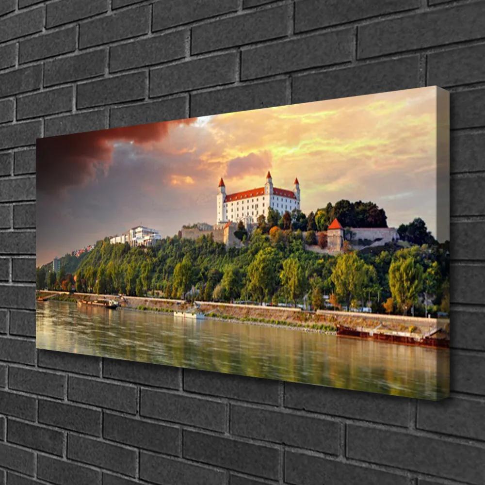 Obraz na plátně Město Jezero Krajina 140x70 cm