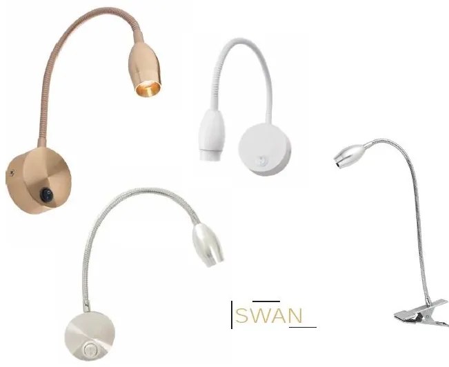 ACA Lighting LED nástěnná lampička s vypínačem SWAN 3W/230V/3000K/210Lm/50°/IP20, bílá