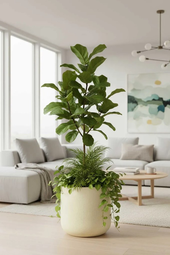 Kulatý květináč CHICO, sklolaminát, průměr 40 x výška 40 cm, krémový