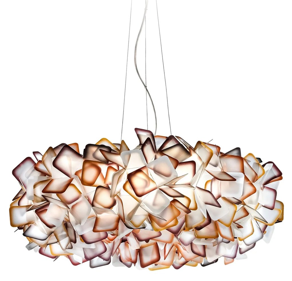 Slamp Clizia large, závěsné designové svítidlo z Opalflexu s oranžovým okrajem, 4x12W E27, prům. 78cm