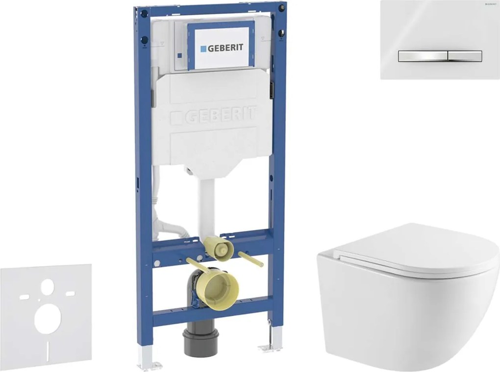 Geberit Duofix - Set předstěnové instalace, klozetu Oudee a sedátka softclose, tlačítko Sigma50, chrom/alpská bílá SANI11CA31100