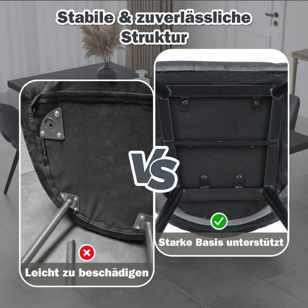 Costway Sada 2 jídelních židlí čalouněné židle do 150 kg jídelní židle