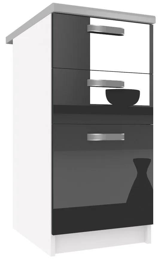 Kuchyňská skříňka Belini spodní se zásuvkami 40 cm černý lesk s pracovní deskou  INF SDSZ40/1/WT/B/0/F