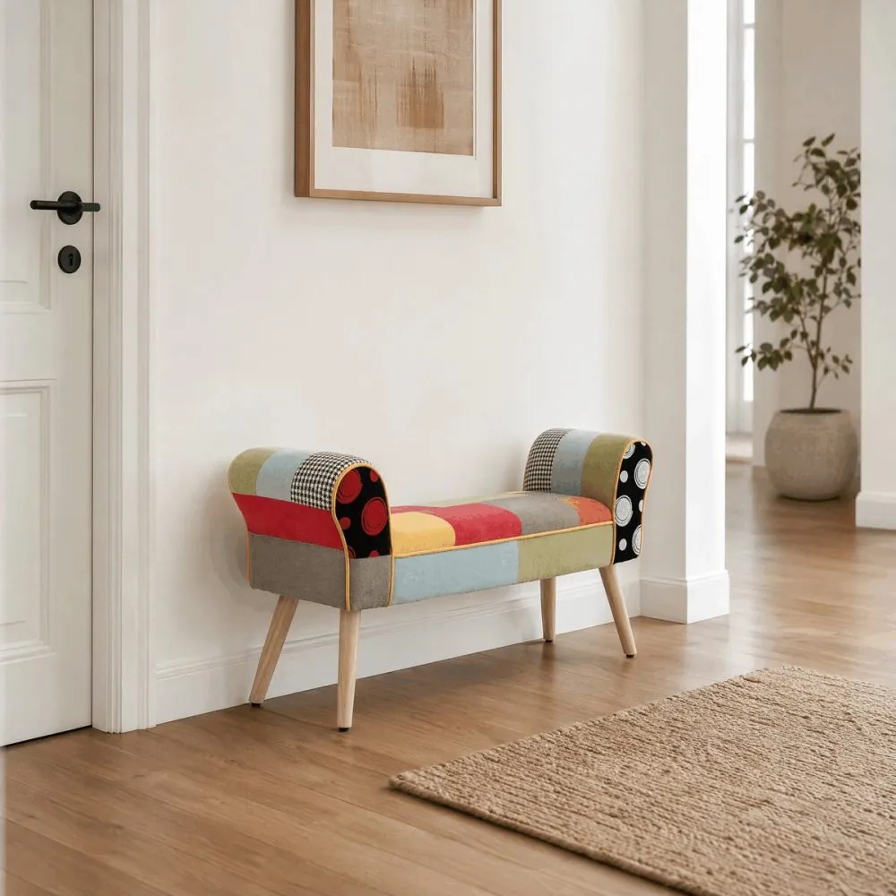 Taburet AK-131 PW2, vícebarevná, látka (103 x 31) cm