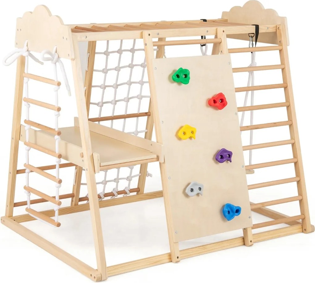 Costway 8-in-1 Gymnastický set v džungli Dřevěné Montessori šplhací hračky