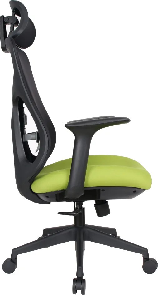 Ergonomická kancelářská židle LERO - černá síťovina / zelená látka / nosnost 150 kg