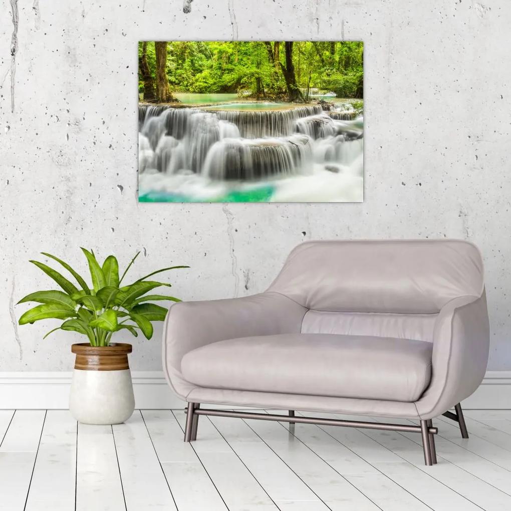 Skleněný obraz vodopádů (70x50 cm)