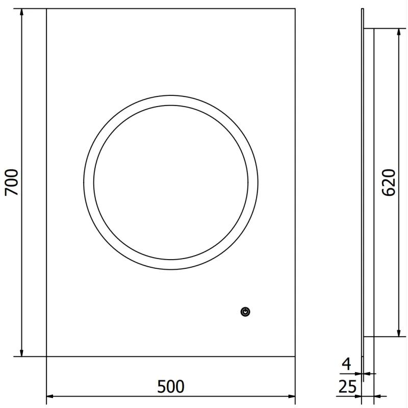 Mexen Koga podsvícené koupelnové zrcadlo 50 x 70 cm, LED 6000K, ventilátor - 9821-050-070-611-00