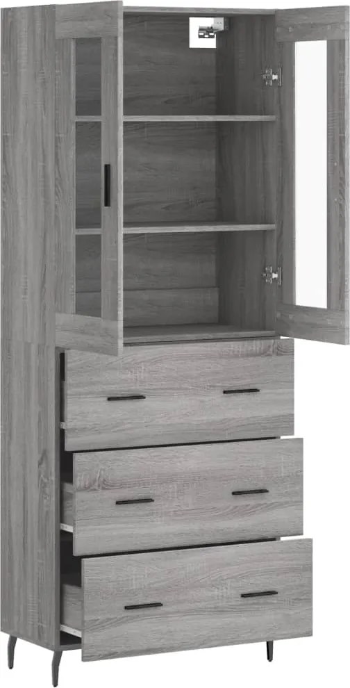 Skříň highboard šedá sonoma 69,5 x 34 x 180 cm kompozitní dřevo 3198423