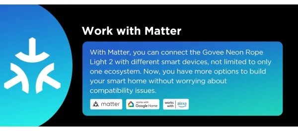 Govee - Neon 2 MATTER ohebný LED pásek 5m RGBIC Wi-Fi IP67