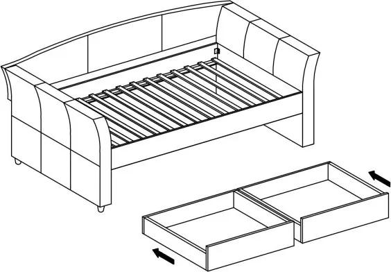 Casarredo - Komfort nábytek Čalouněná postel LANTA 90x200, s úložným prostorem, šedá