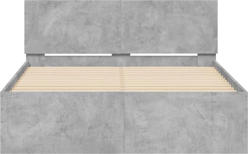 Rám postele s čelem a LED osvětlením betonově šedý 120 x 200 cm 3207619