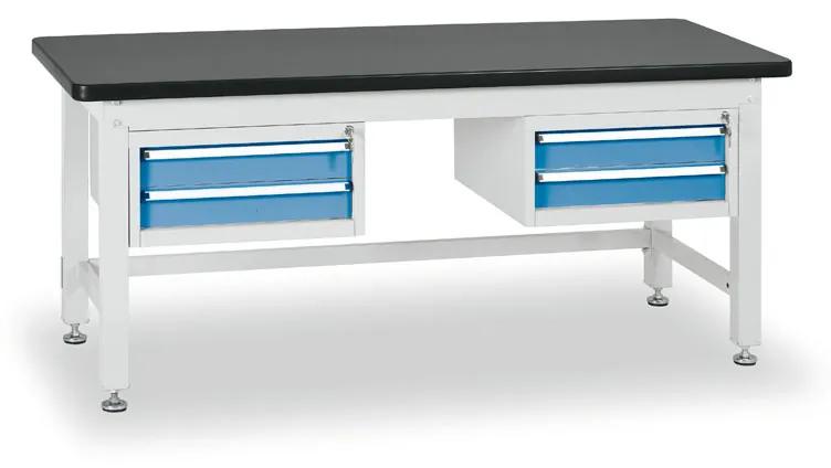 Pracovní stůl do dílny BL se 2 závěsnými boxy na nářadí, MDF + PVC deska, 4 zásuvky, 1800 x 750 x 800 mm