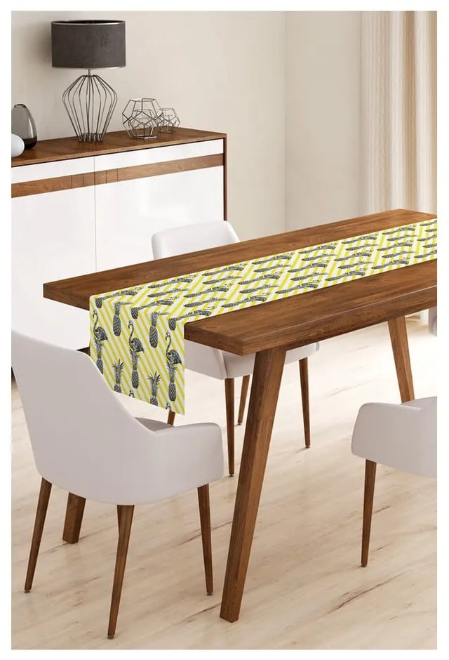 Běhoun na stůl z mikrovlákna Minimalist Cushion Covers Flamengo with Pineapple, 45 x 145 cm