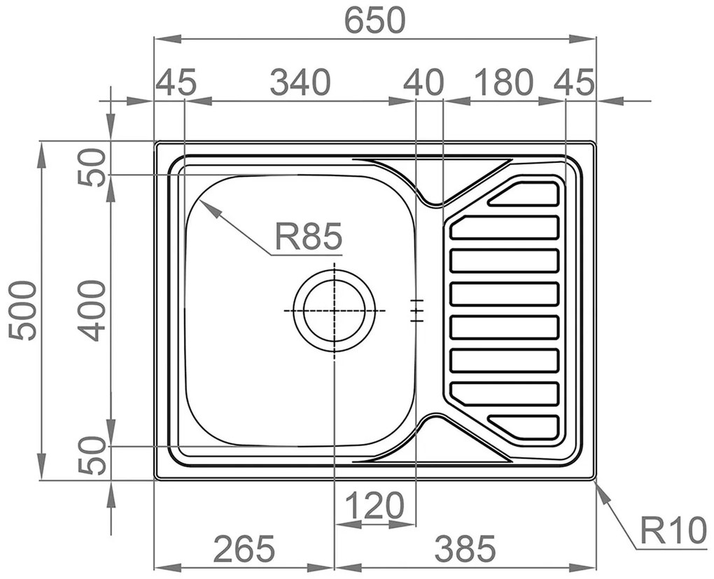 Nerezový dřez Sinks OKIO 650 V 0,6mm texturovaný