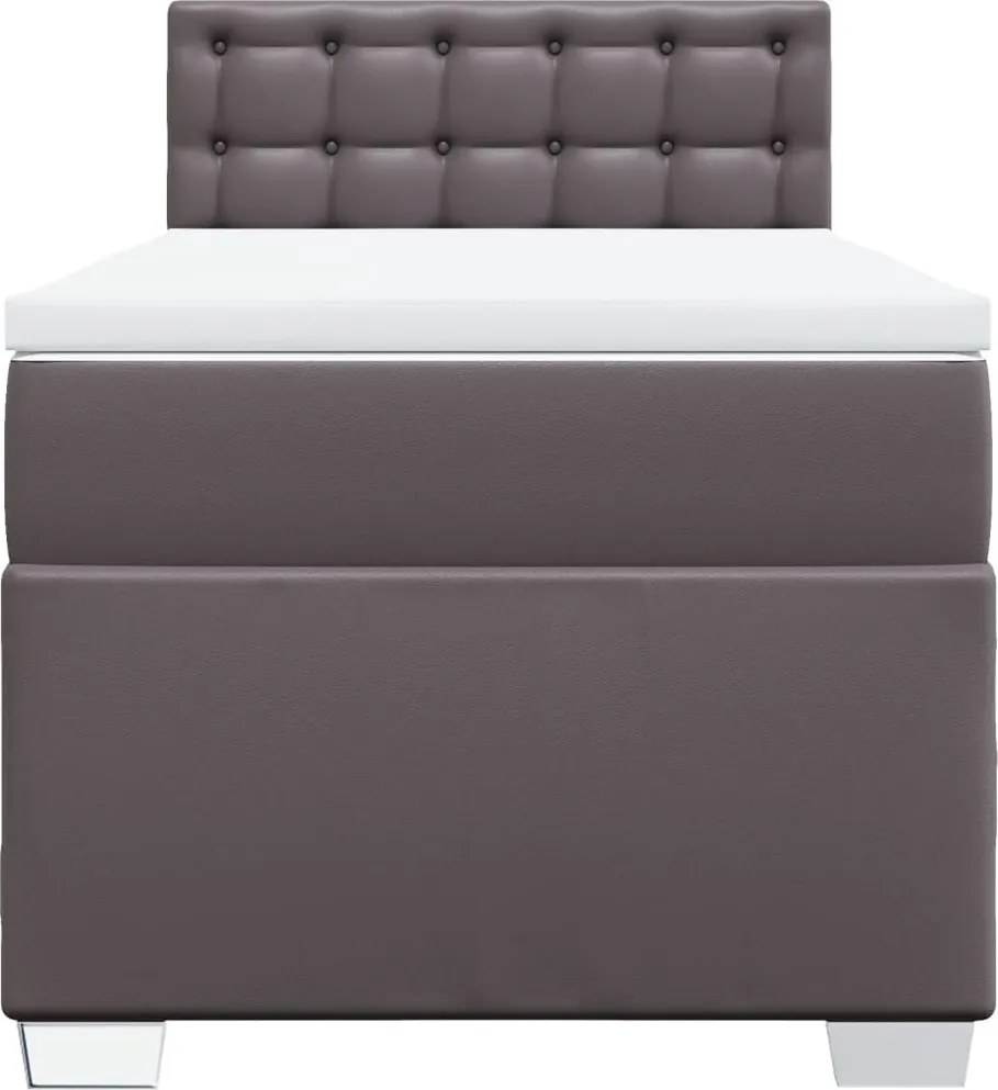 Box spring postel s matrací šedá 80 x 200 cm umělá kůže 3288398
