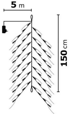 LED větvička 150cm EMOS ZY2261 venkovní 230V studená bílá s časovačem