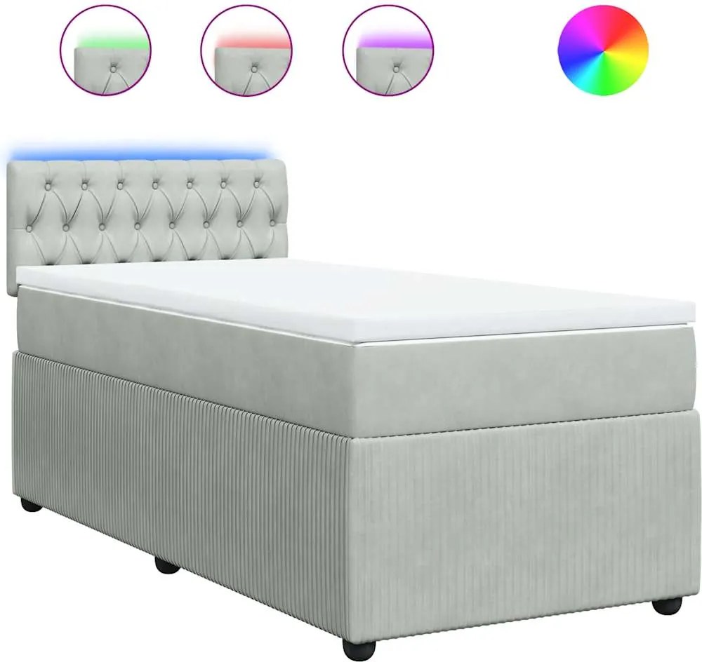 Box spring postel s matrací světle šedá 90x190 cm samet 3289920