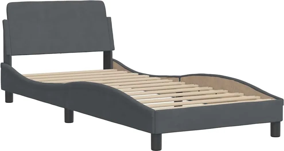 Rám postele bez matrace tmavě šedý 90 x 200 cm samet 3207900