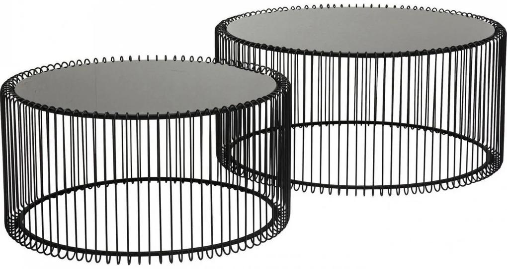 OnaDnes -20% Kare Design Set dvou černých kovových konferenčních stolků Wire 69,5/60 cm