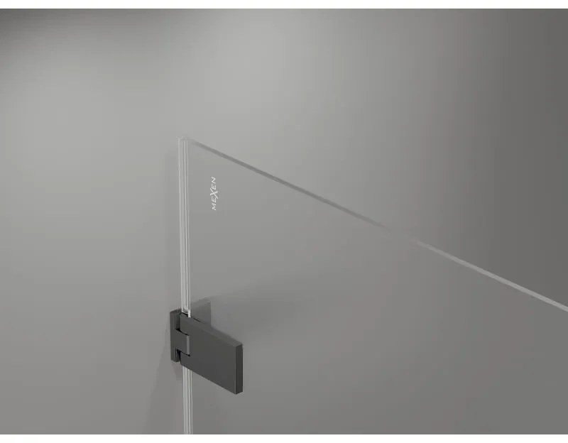 Mexen, Mexen Lunar-F skládací levé sprchové dveře 80 cm, transparentní, pistolový kov - 836-080-000-95-00-L
